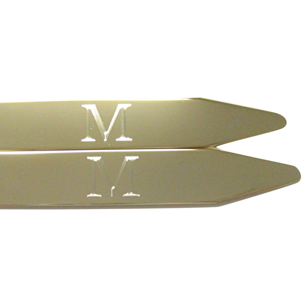 Gold Toned Etched Letter M Monogram Collar Stays - Gem